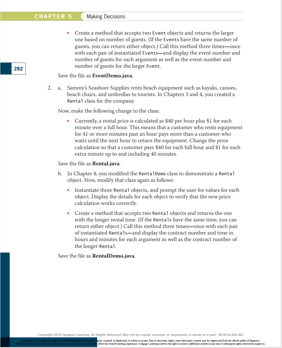 Solved - Create a method that accepts two Event objects and | Chegg.com