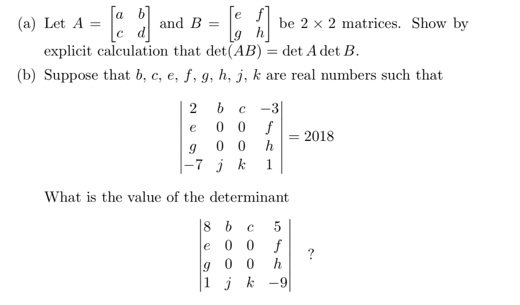 Solved (a) Let A - and B- le f be 2 × 2 matrices. Show by | Chegg.com