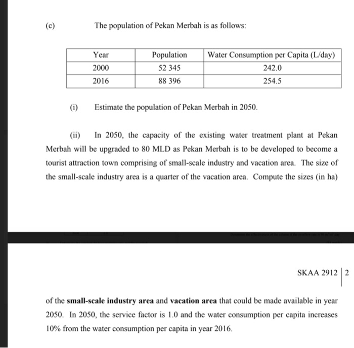 Solved The population of Pekan Merbah is as follows Year | Chegg.com