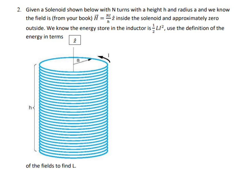 Solved 2. Given a Solenoid shown below with N turns with a | Chegg.com