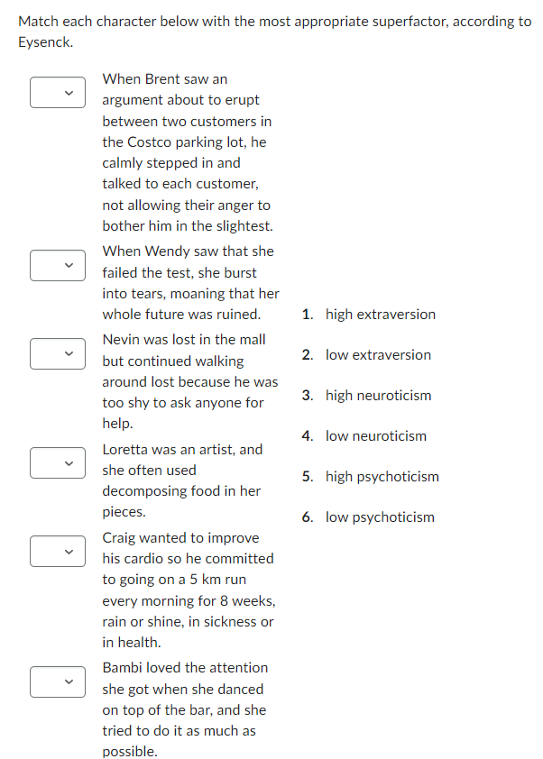 Solved Match each character below with the most appropriate | Chegg.com