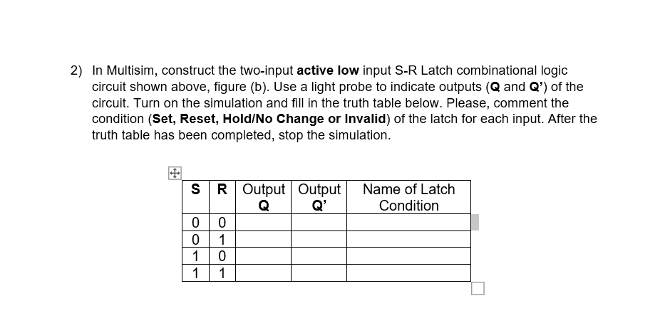 Solved In Multisim Construct The Two Input Active High 1720