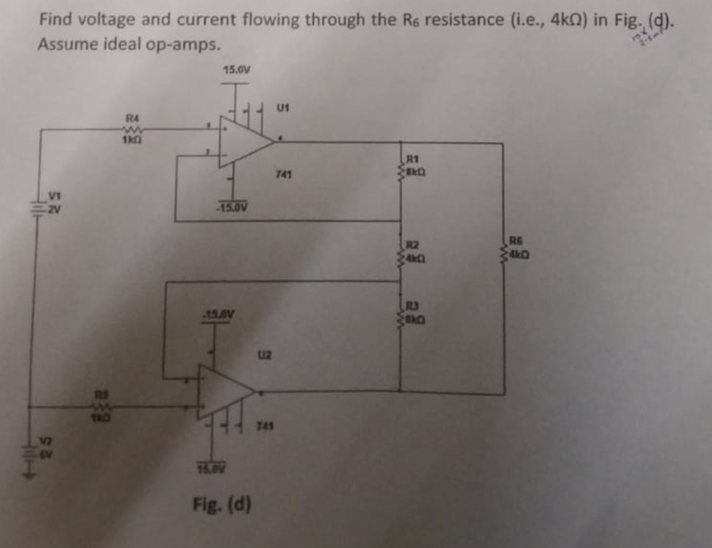 Solved Find voltage and current flowing through the R6(4kΩ) | Chegg.com