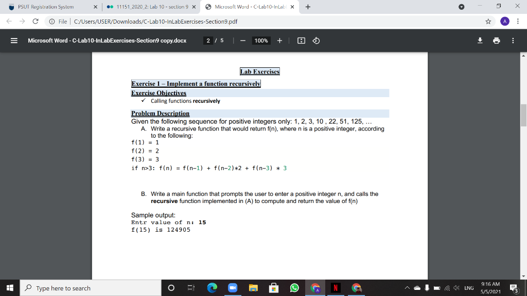 Solved PSUT Registration System .. 11151_2020_2: Lab 10 - | Chegg.com