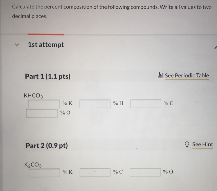 Solved Calculate the percent composition of the following | Chegg.com
