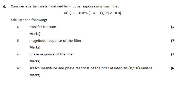 Solved 4. Consider a certain system defined by impulse | Chegg.com