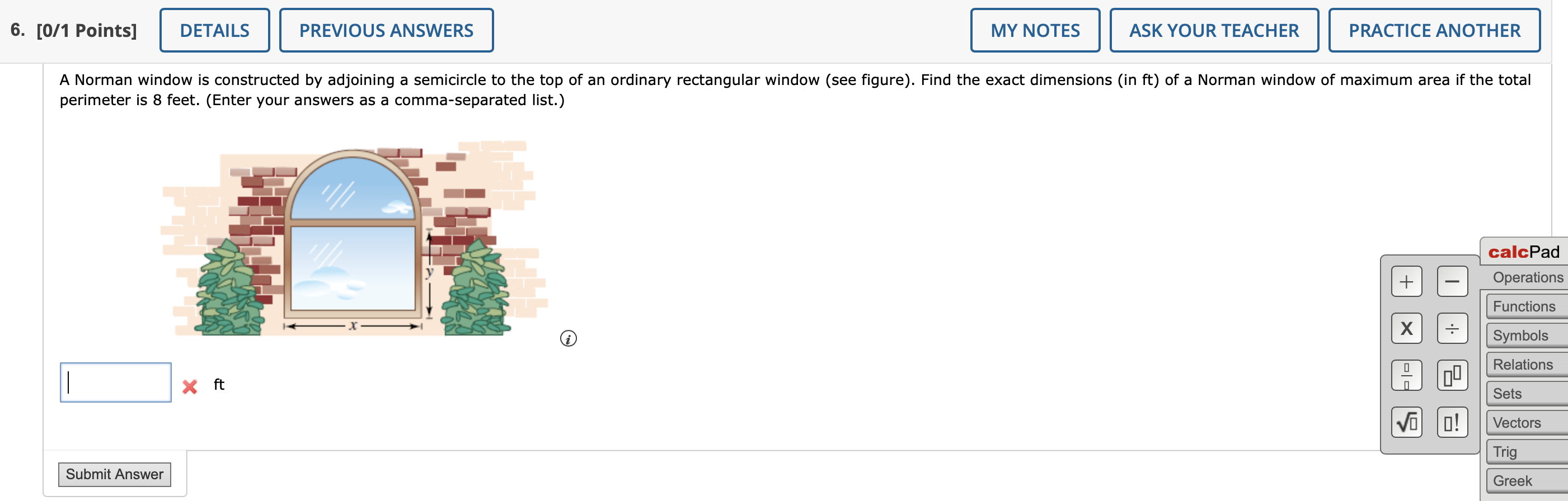 Solved A Norman window is constructed by adjoining a | Chegg.com