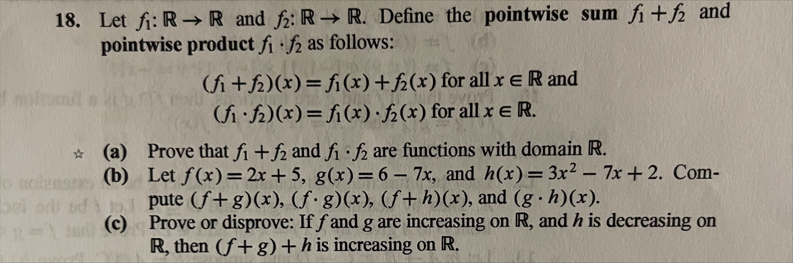 Solved Let f1: R→R ﻿and f2: R→R. ﻿Define the pointwise sum | Chegg.com