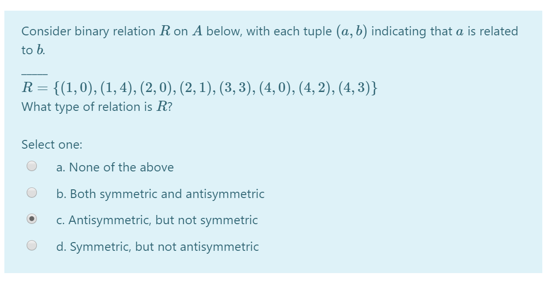 Solved Consider Binary Relation R On A Below With Each 3198