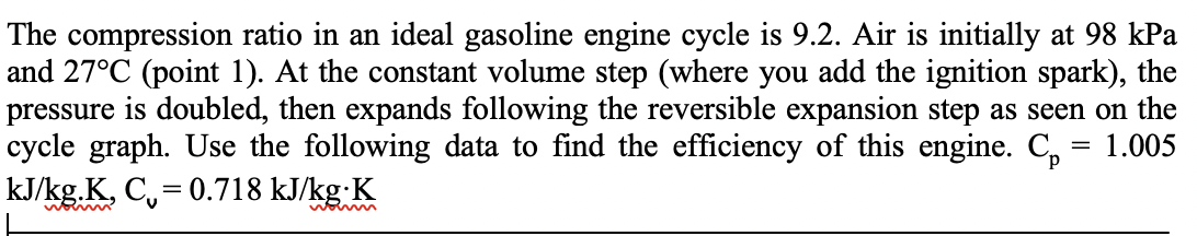 Solved The compression ratio in an ideal gasoline engine | Chegg.com
