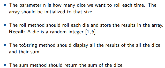 Solved You are going to write a class to model rolling a n | Chegg.com