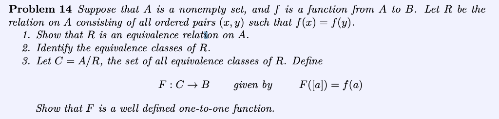 Solved Problem 14 Suppose that A is a nonempty set, and f is | Chegg.com