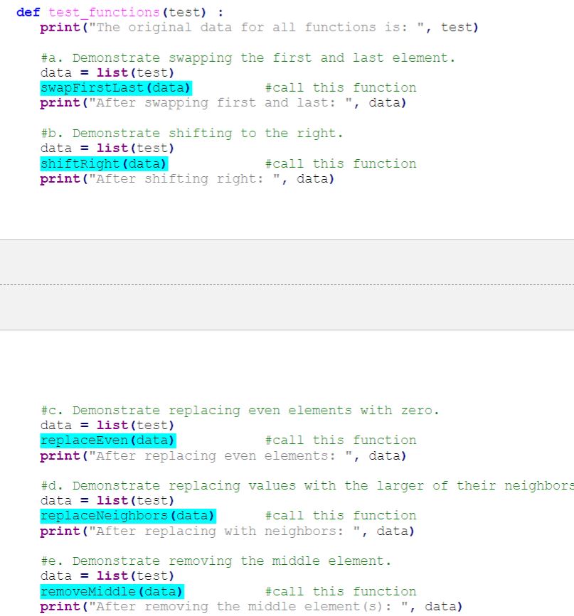 Solved Program Set 1 (20 points) Write functions for items a | Chegg.com