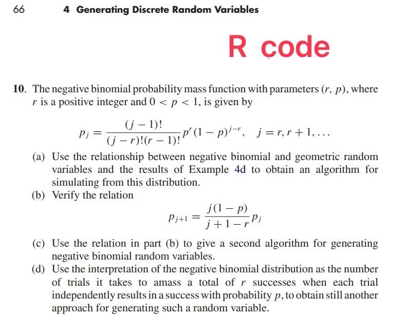 66 4 Generating Discrete Random Variables R code 10. | Chegg.com