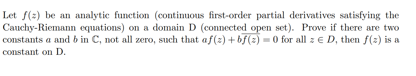 Solved Let f(z) ﻿be an analytic function (continuous | Chegg.com