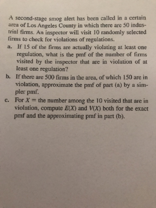 Solved A second-stage smog alert has been called in a | Chegg.com