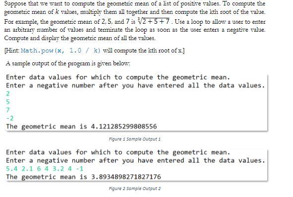 Solved Suppose that we want to compute the geometric mean of | Chegg.com