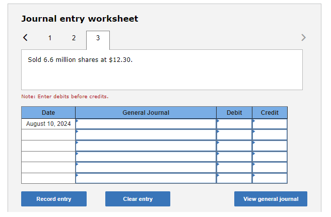 Solved Journal entry worksheet Note: Enter debits before | Chegg.com
