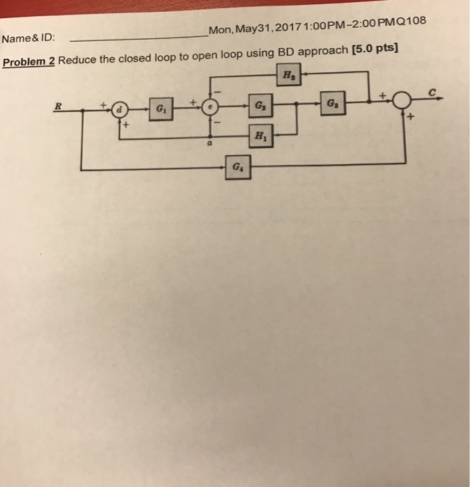 Solved Reduce The Closed Loop To Open Loop Using Bd Approach