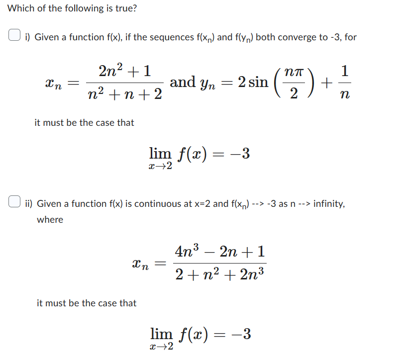 Solved Which of the following is true? i) Given a function | Chegg.com