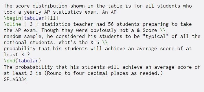 Solved The score distribution shown in the table is for all | Chegg.com