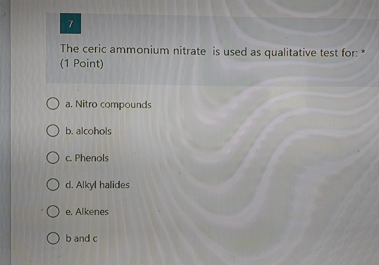 Solved 7 The ceric ammonium nitrate is used as qualitative | Chegg.com