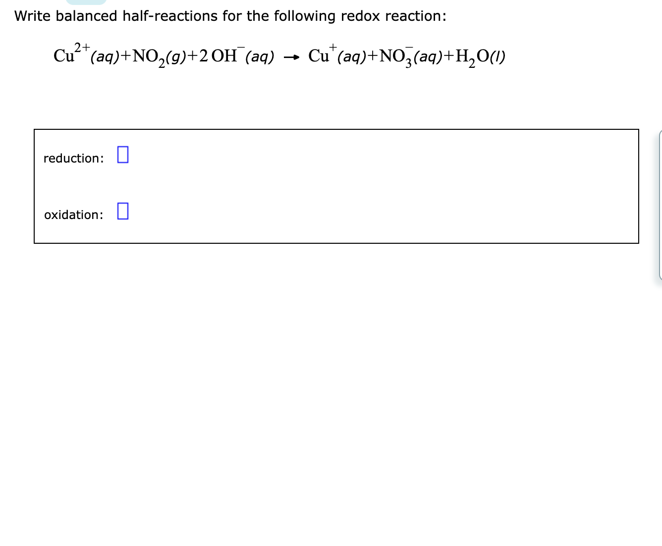 Solved Write balanced half-reactions for the following redox | Chegg.com