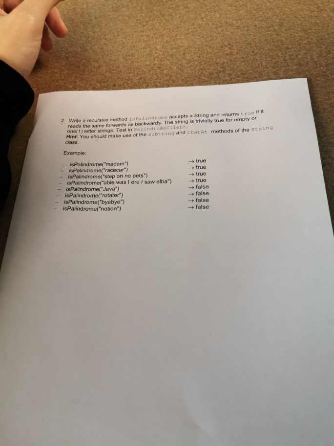 Solved 2 Write A Recursive Method Is Palindrome Accepts A 2896