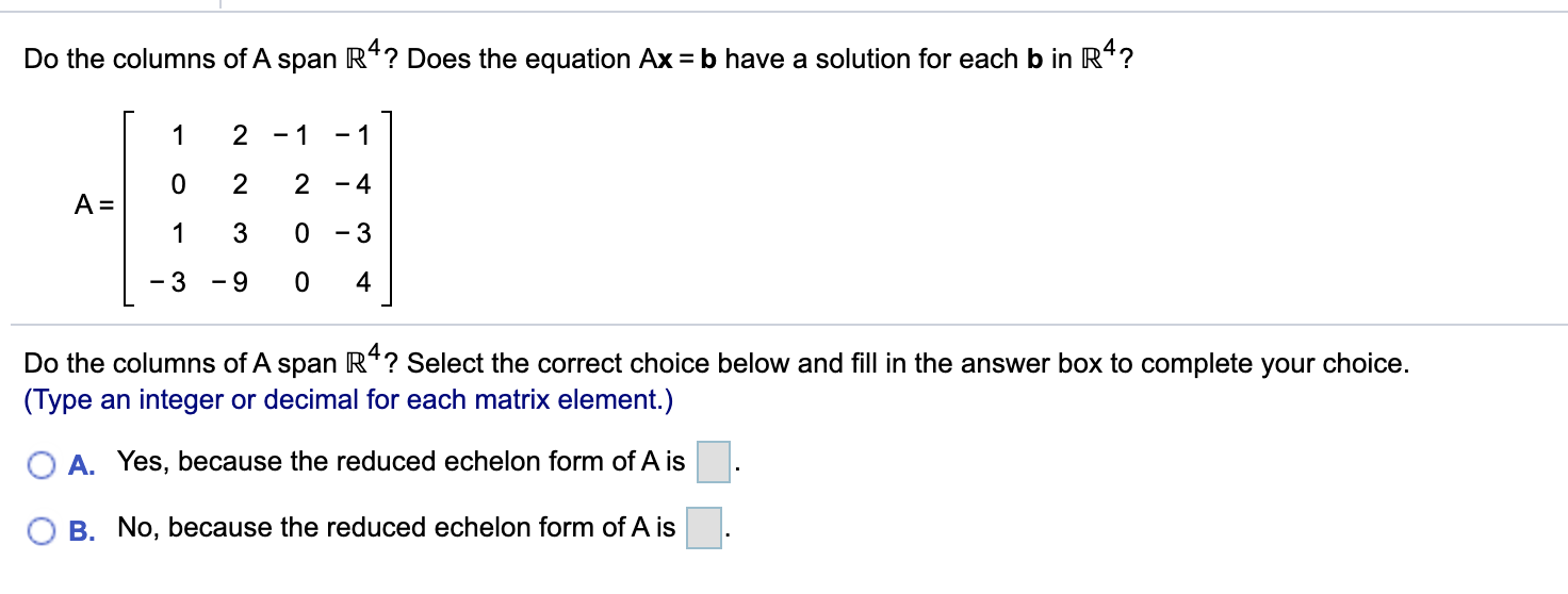 Solved Can each vector in R4 be written as a linear | Chegg.com