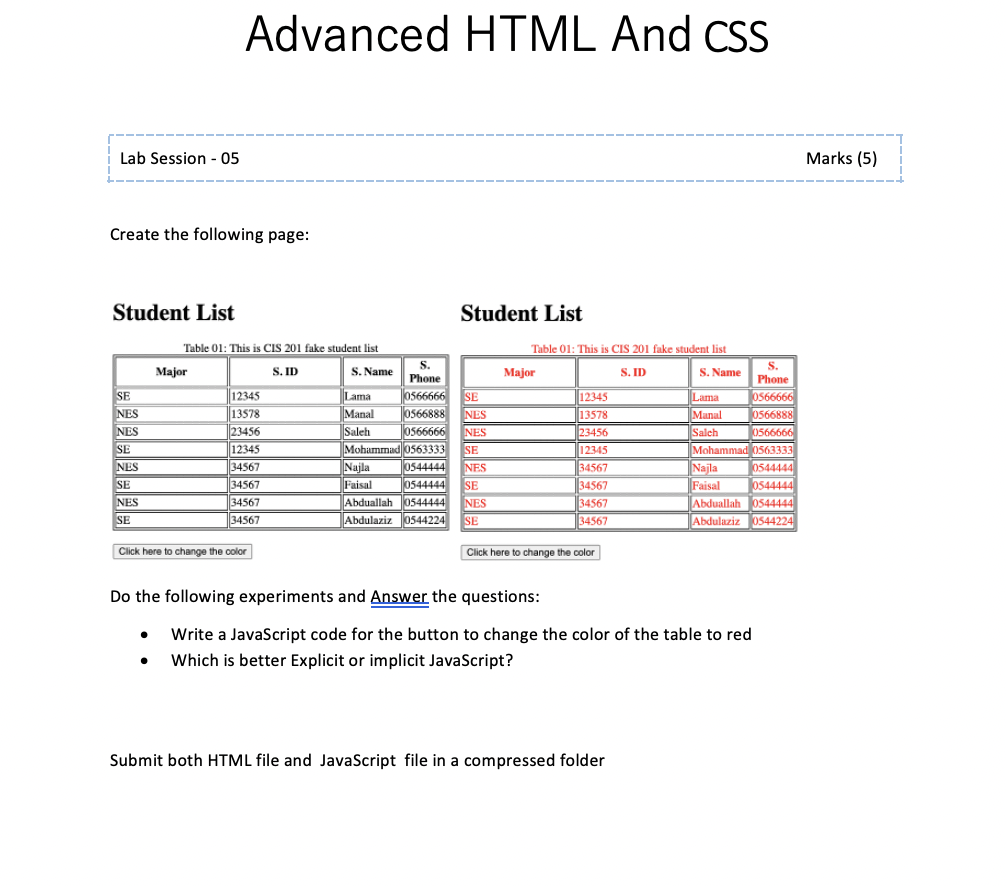 Solved Advanced Html And Css Lab Session 05 Marks 5 8247