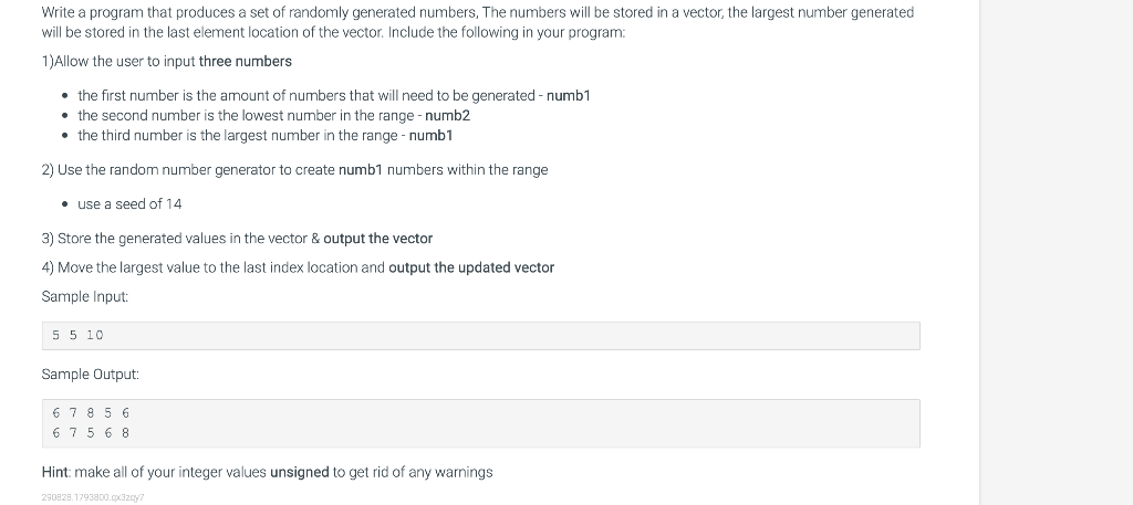 Solved Write a program that produces a set of randomly | Chegg.com