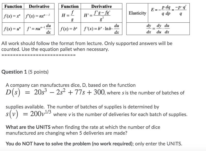 Solved Function Derivative Elasticity E-p dq_- q dp 9 | Chegg.com