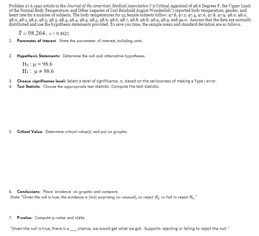 Solved Problem 2) A 1992 article in the Journal of the | Chegg.com