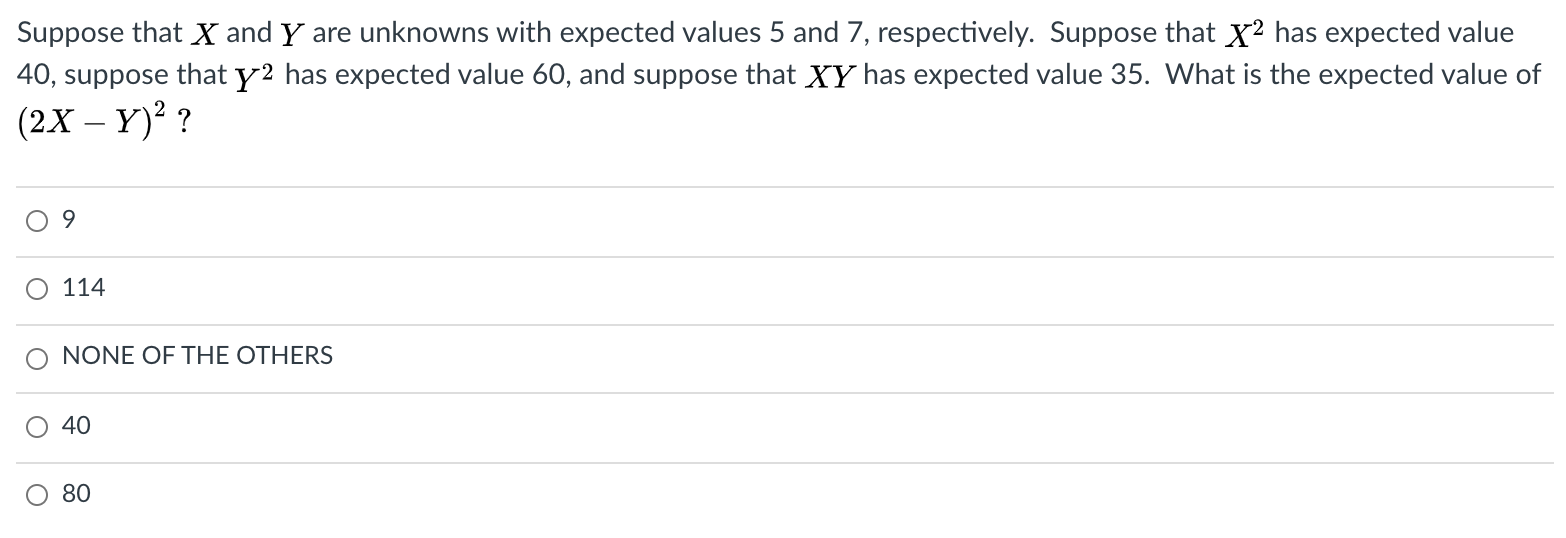 Solved Suppose that X and Y are unknowns with expected | Chegg.com