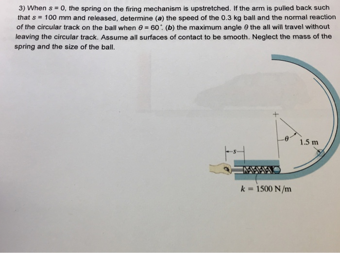 Solved When s = 0, the spring on the firing mechanism is up | Chegg.com
