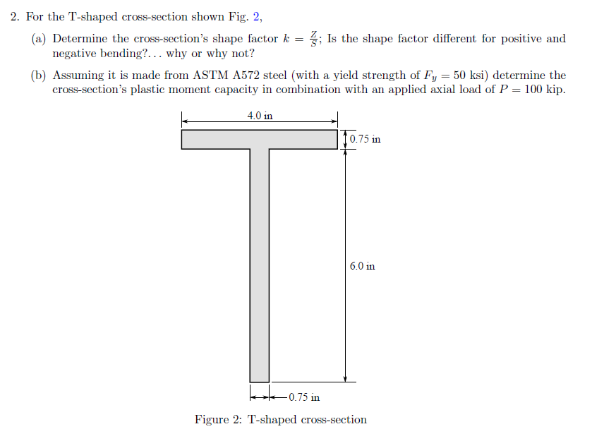 Solved 2. For the T-shaped cross-section shown Fig. 2, (a) | Chegg.com