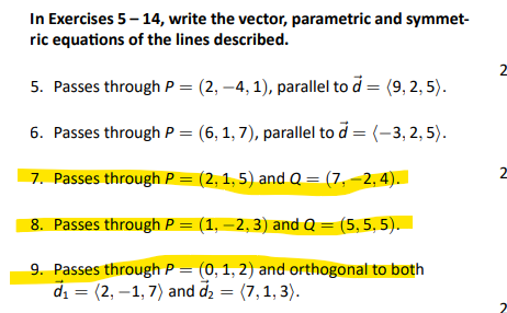Solved In Exercises 5 – 14, write the vector, parametric and | Chegg.com