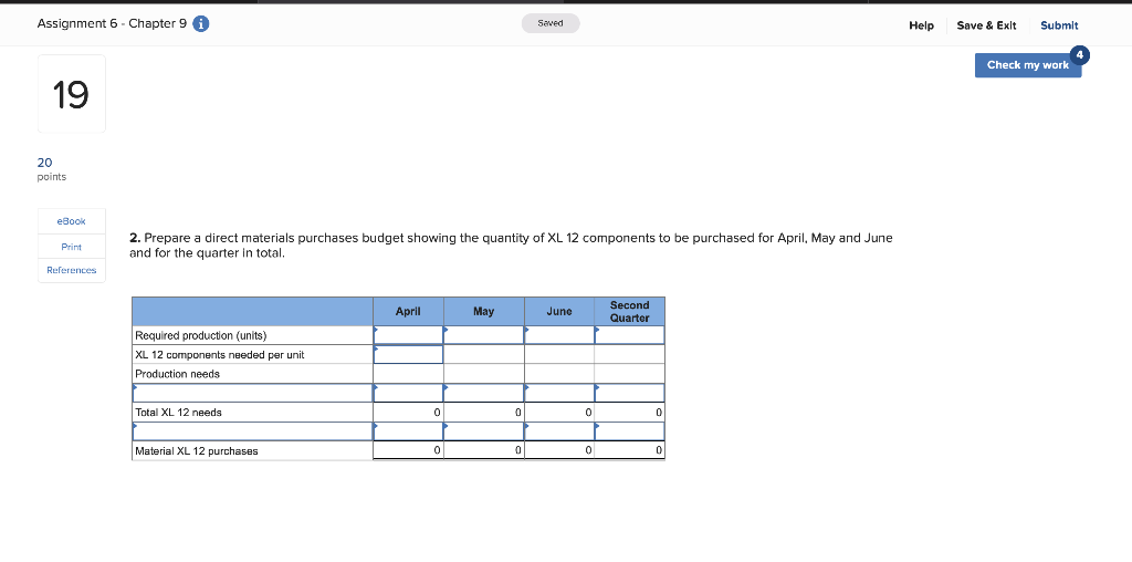 Assignment 6 - Chapter 9 A Seved Help Save & Exit | Chegg.com