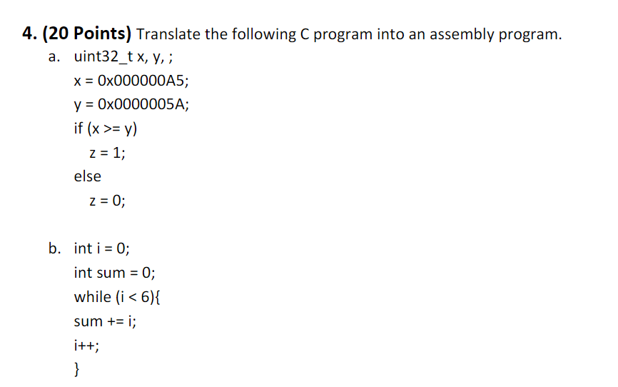 Solved 3. (25 Points) Write an assembly program that | Chegg.com