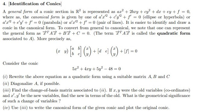 Solved 4. [Identification of Conics] A general form of a | Chegg.com