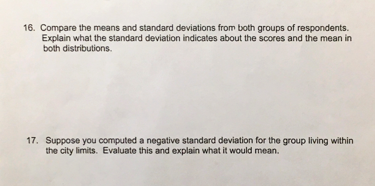 Solved 16. Compare the means and standard deviations from | Chegg.com