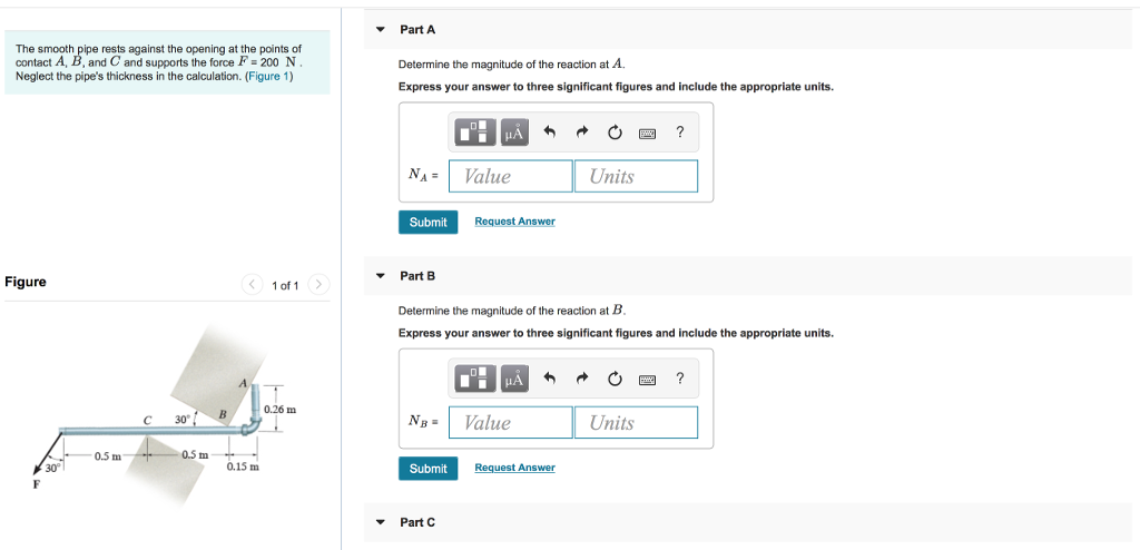 Solved Part A The smooth pipe rests against the opening at | Chegg.com