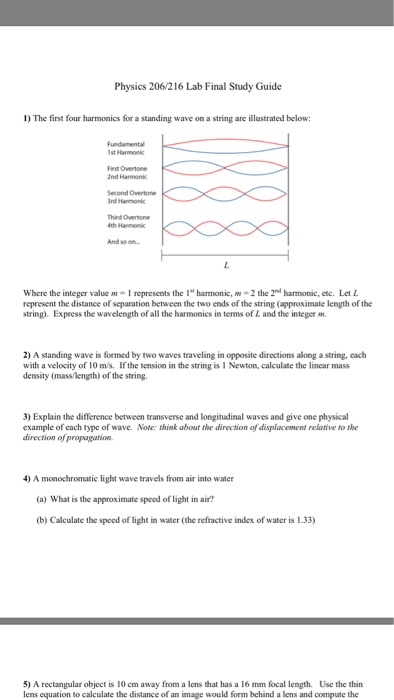Solved Physics 206/216 Lab Final Study Guide 1) The first | Chegg.com