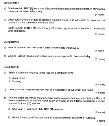 Solved QUESTION 1a) ﻿Briefly explain TWO (2) ﻿examples of | Chegg.com