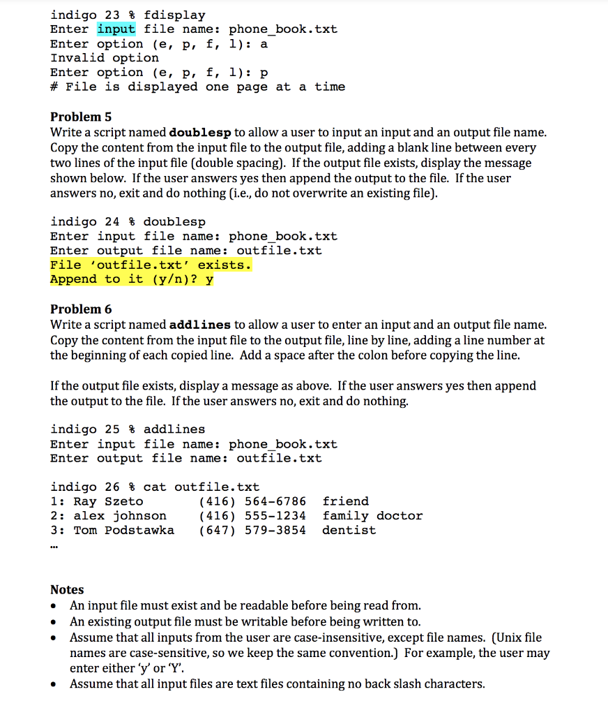 Solved UNIX Shell Scripts All problems have the same weight. | Chegg.com