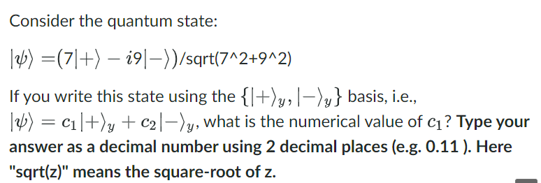 Solved Consider the quantum state: | Chegg.com