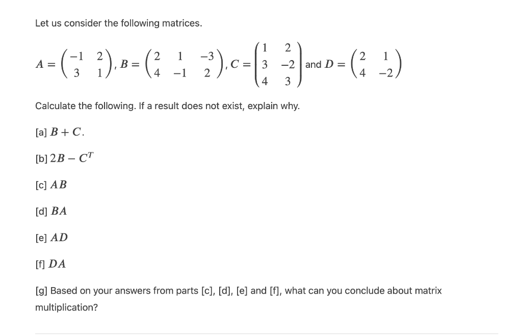 Solved Let us consider the following matrices. | Chegg.com
