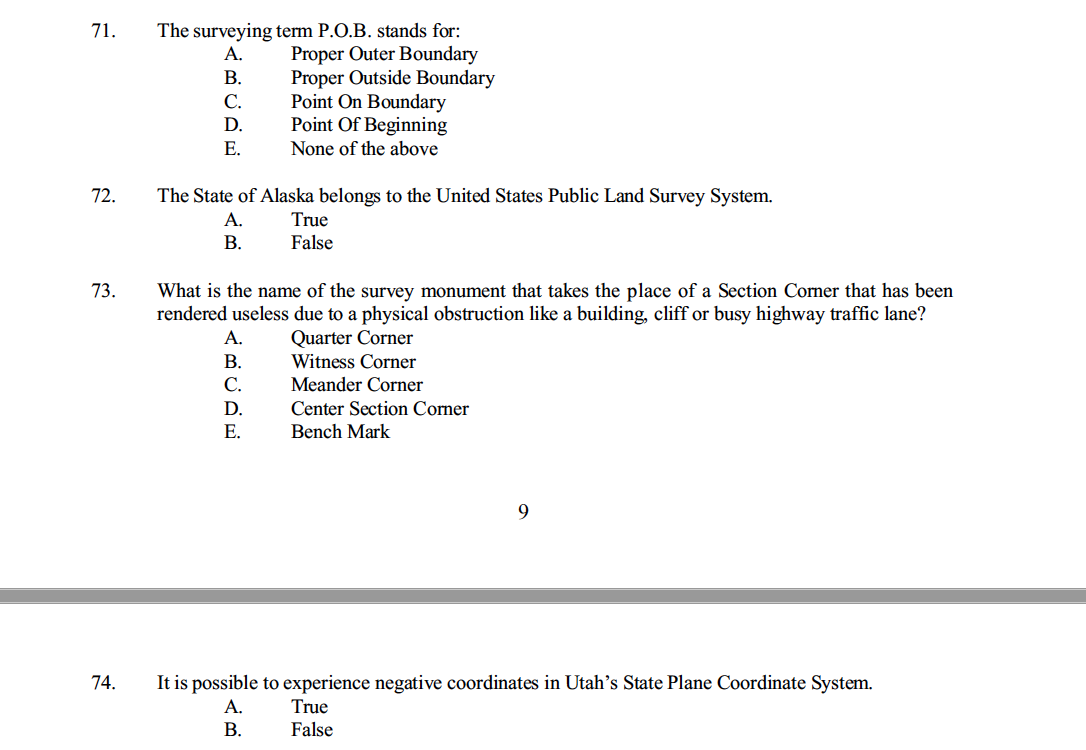 Solved 71. The surveying term P.O.B. stands for: Proper | Chegg.com
