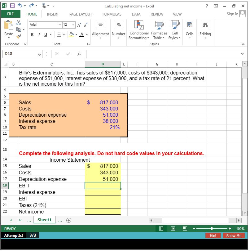 Solved Provide equation form answers for EBIT, interest | Chegg.com