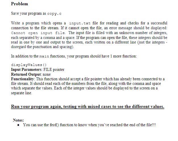 Solved Please help! We're practicing file I/O in C | Chegg.com